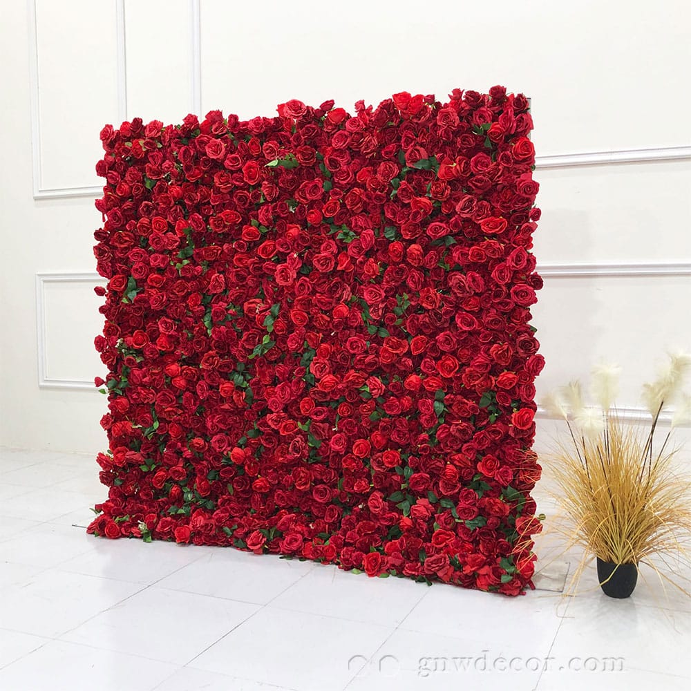 GNW Red Rose Flower Wall Backdrop Red Rose Wedding Decor Artificial ...