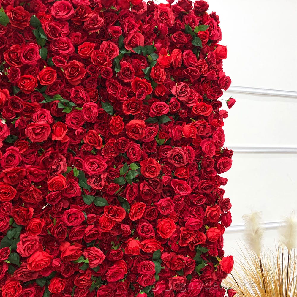GNW Red Rose Flower Wall Backdrop Red Rose Wedding Decor Artificial ...