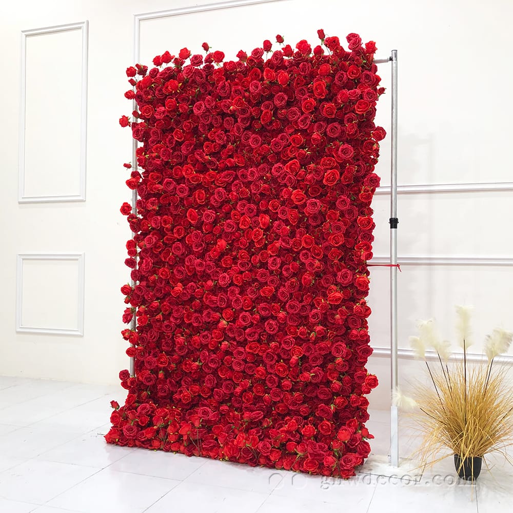 GNW Red Rose Flower Wall Backdrop Red Rose Wedding Decor Artificial ...
