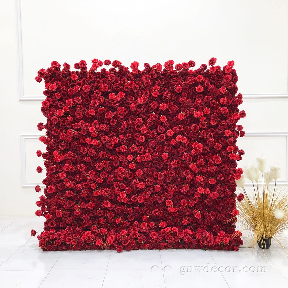GNW Red Rose Flower Wall Backdrop Red Rose Wedding Decor Artificial ...