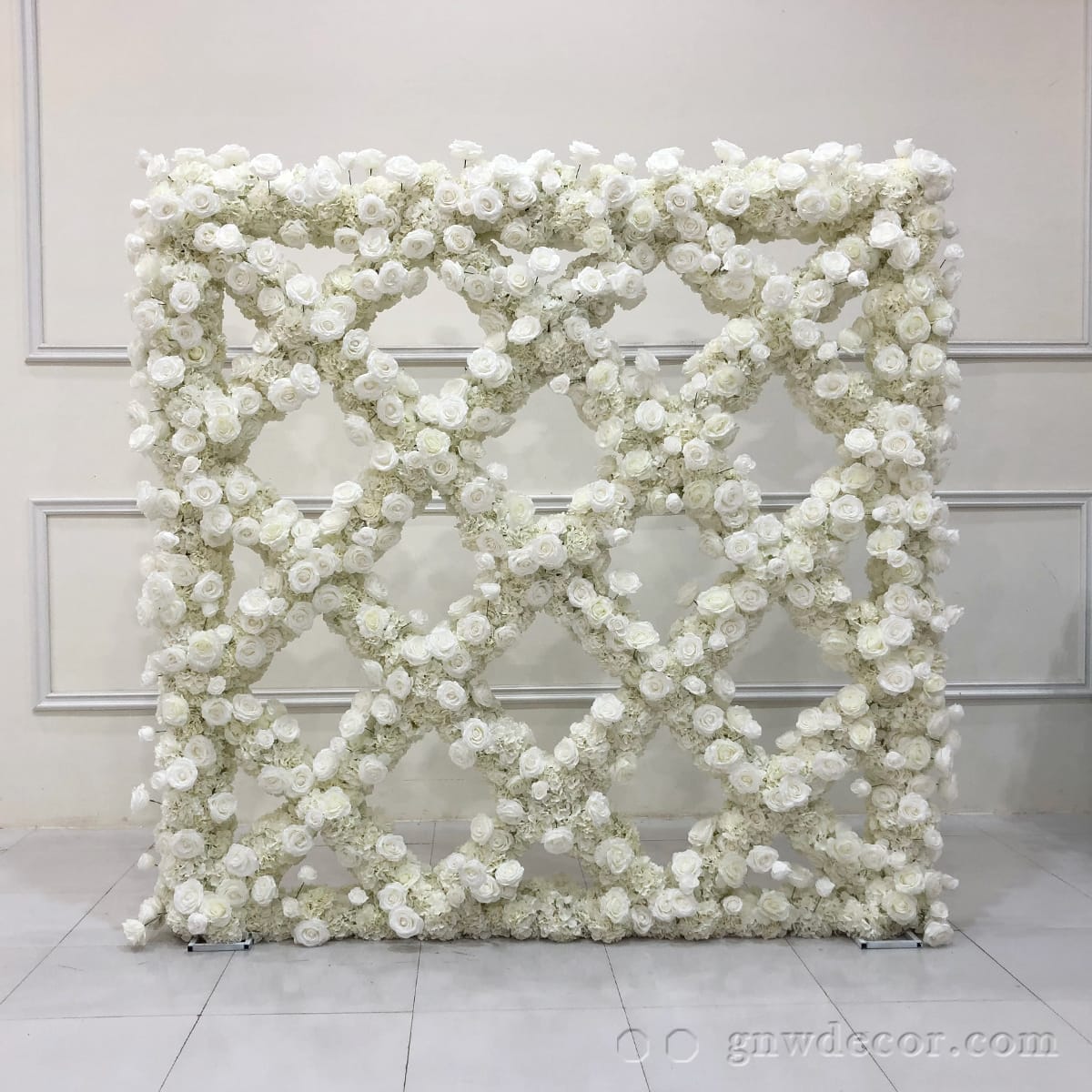 Reusable White Rose Flower Wall Backdrop - Durable 5D Artificial ...