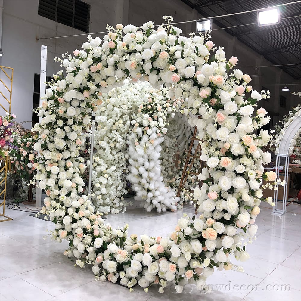 GNW New Round Arch Flower Arrangement Wedding Stage Decoration ...